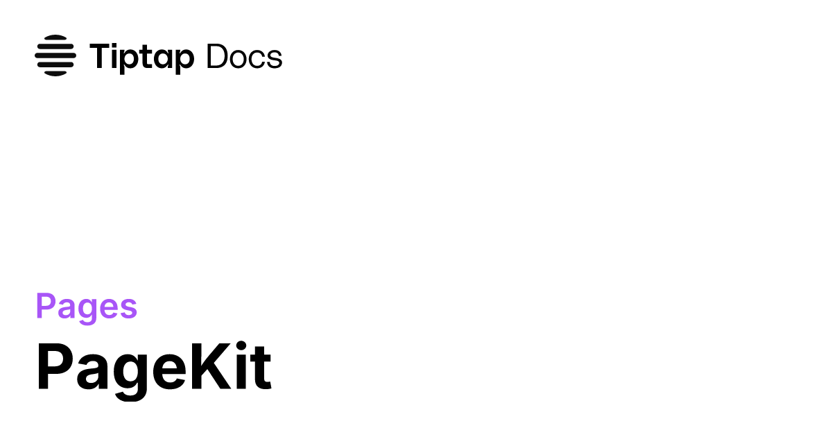 PageKit usage | Tiptap Pages Docs